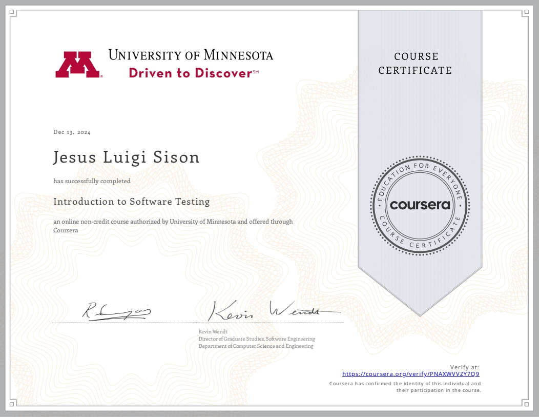 Jesus Luigi Sison | Web Developer | Software QA